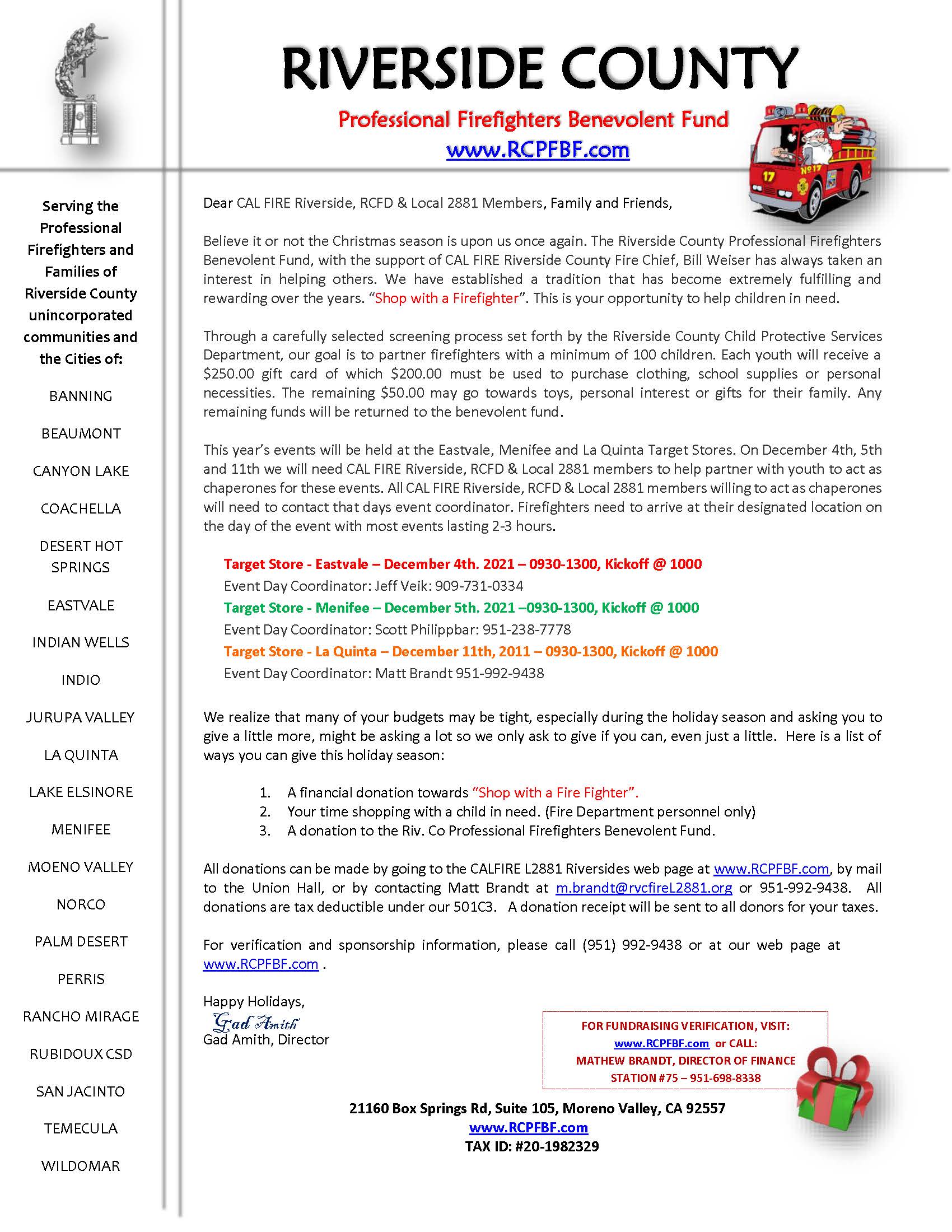 Shop with a Firefighter 2021 – Riverside County Professional ...